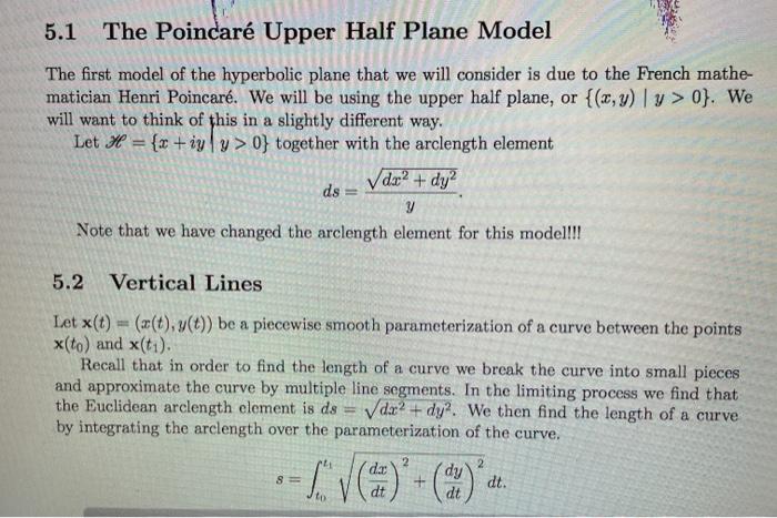 Solved ds? 4 (10 pts). Consider the upper half-plane model U | Chegg.com