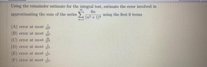Solved Using the remainder estimate for the integral test, | Chegg.com