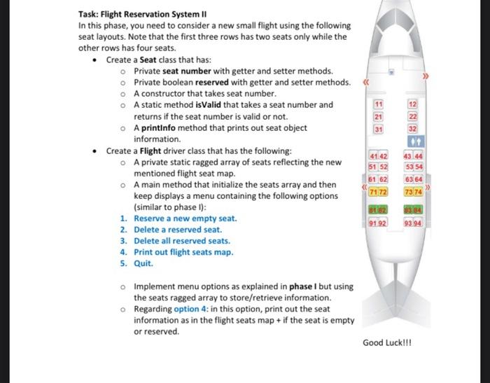 Solved Task: Flight Reservation System II In this phase, you | Chegg.com