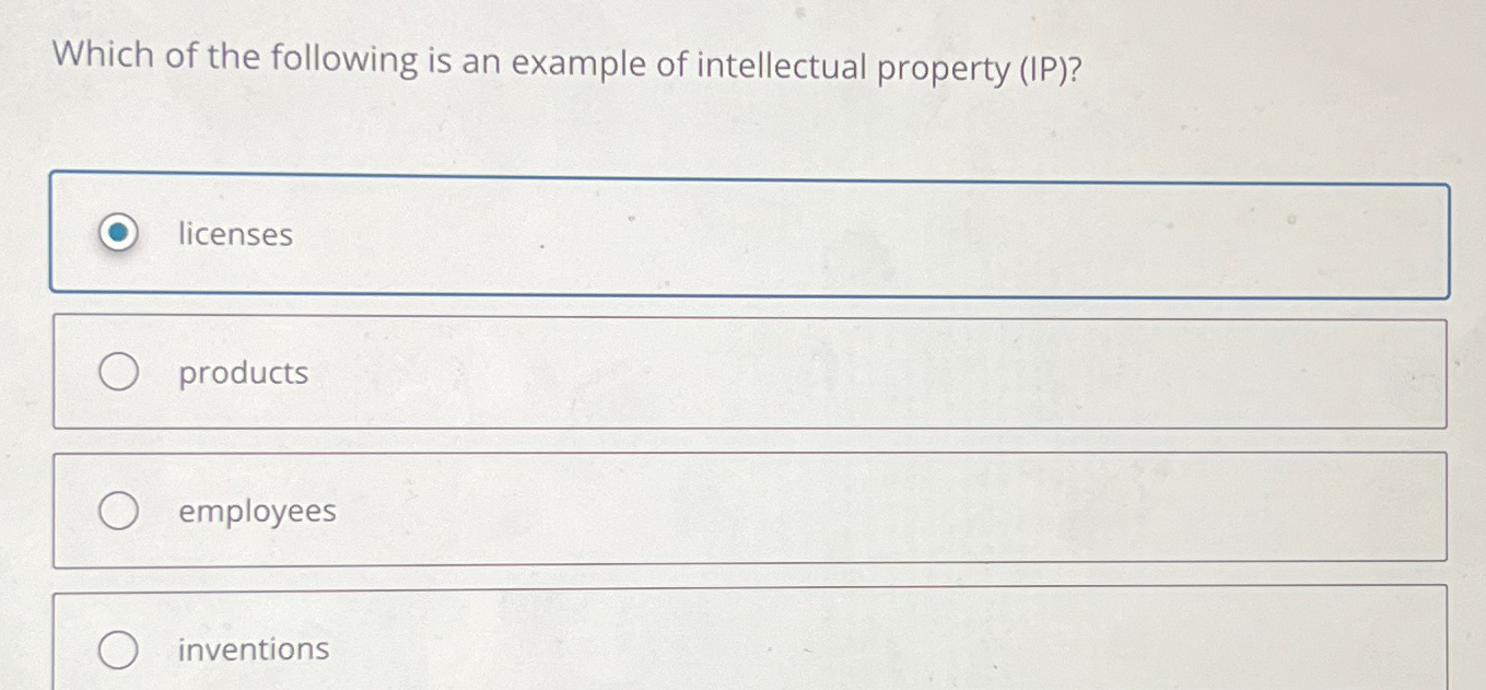 Solved Which of the following is an example of intellectual | Chegg.com