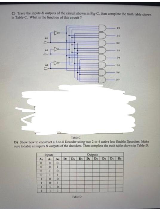 Solved C) Trace the inputs \& outputs of the circuit shown | Chegg.com