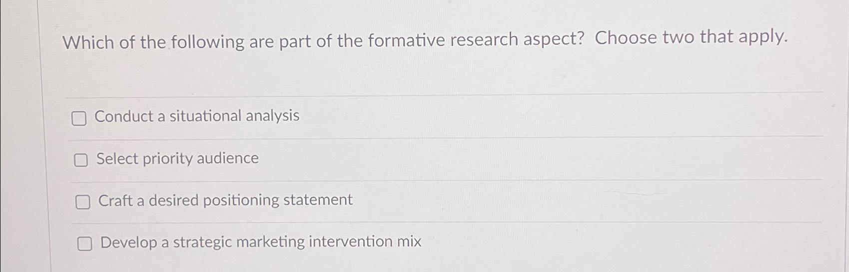 Solved Which of the following are part of the formative | Chegg.com