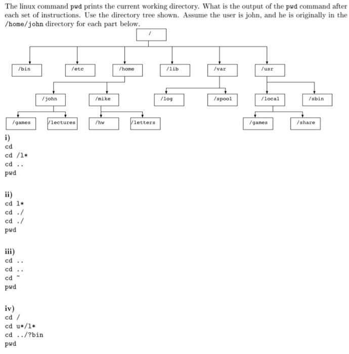 Solved The linux command pwd prints the current working | Chegg.com