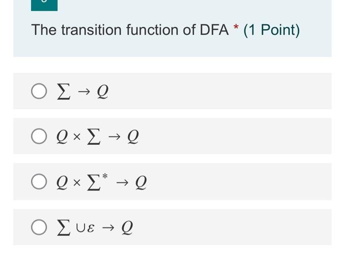 Solved The Transition Function Of Dfa 1 Point