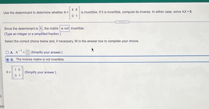 Solved 46 Use the determinant to determine whether A = is | Chegg.com