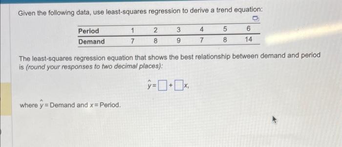 Solved Given the following data, use least-squares | Chegg.com