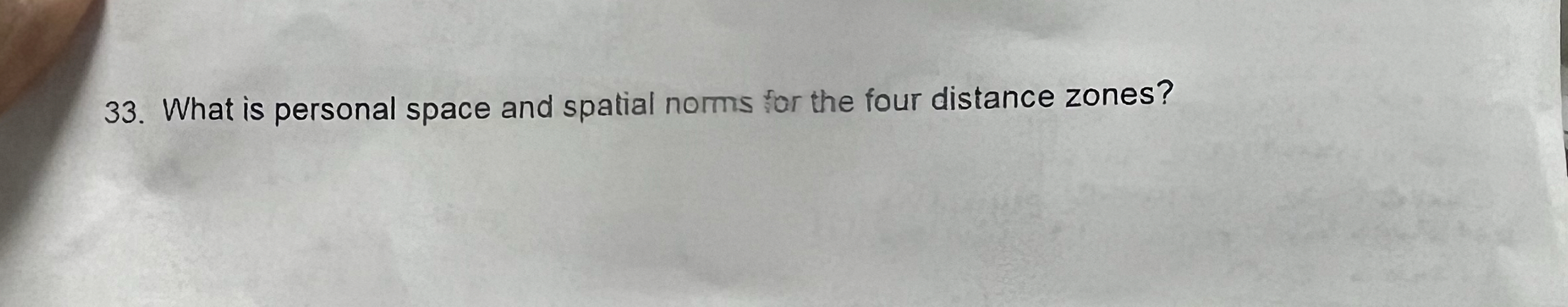 Solved What is personal space and spatial norms for the four | Chegg.com