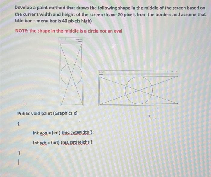 Solved Develop a paint method that draws the following shape | Chegg.com