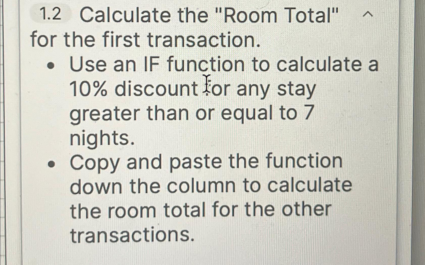 Solved 1 2 ﻿calculate The Room Total For The First