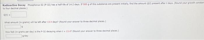 Solved Radioactive Decay Phosphorus-32 (P-32) has a | Chegg.com