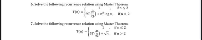 Solved 4. Solve the following recurrence relation using | Chegg.com