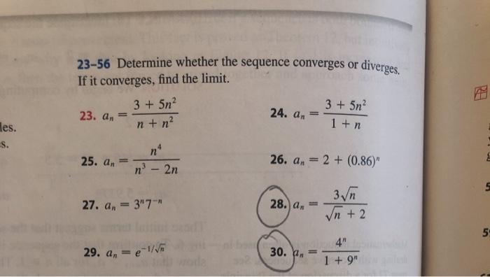 Solved diverges. 23-56 Determine whether the sequence | Chegg.com