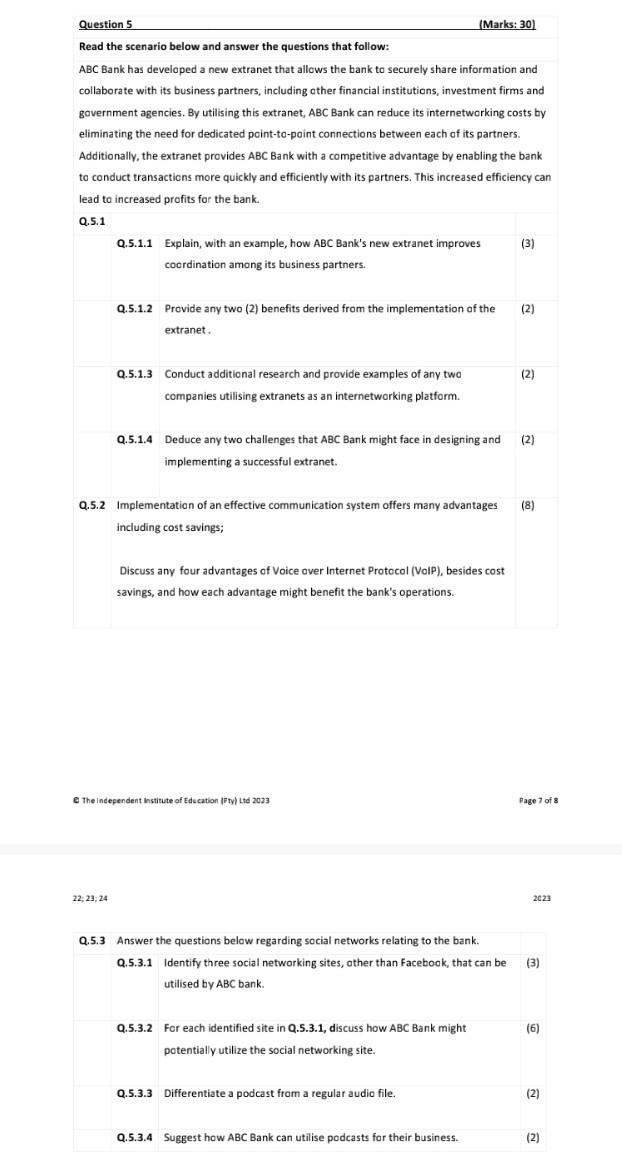 Solved Question 2 (Marks: 15) Answer all questions. Q.2.1 | Chegg.com