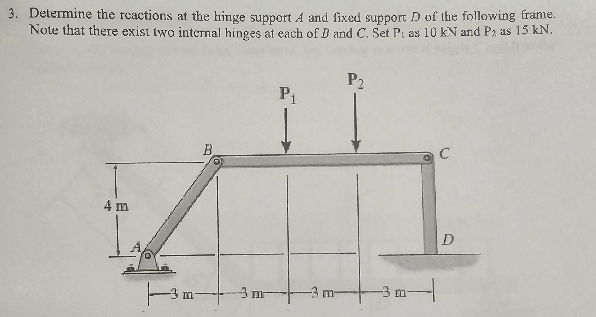 Solved Determine the reactions at the hinge support A and | Chegg.com