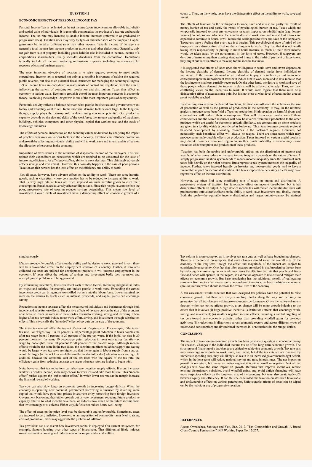 Solved QUESTION 2 country. Thus, on the whole, taxes have | Chegg.com