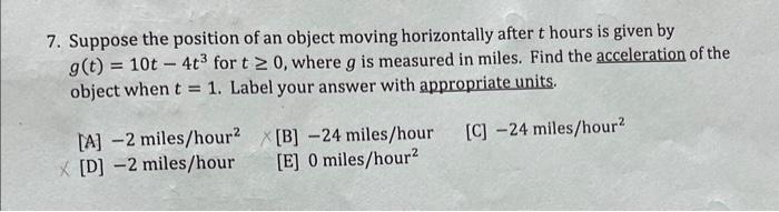 Solved 7. Suppose the position of an object moving | Chegg.com