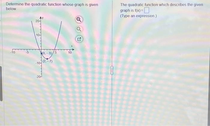 Solved Determine The Quadratic Function Whose Graph Is Given 8901
