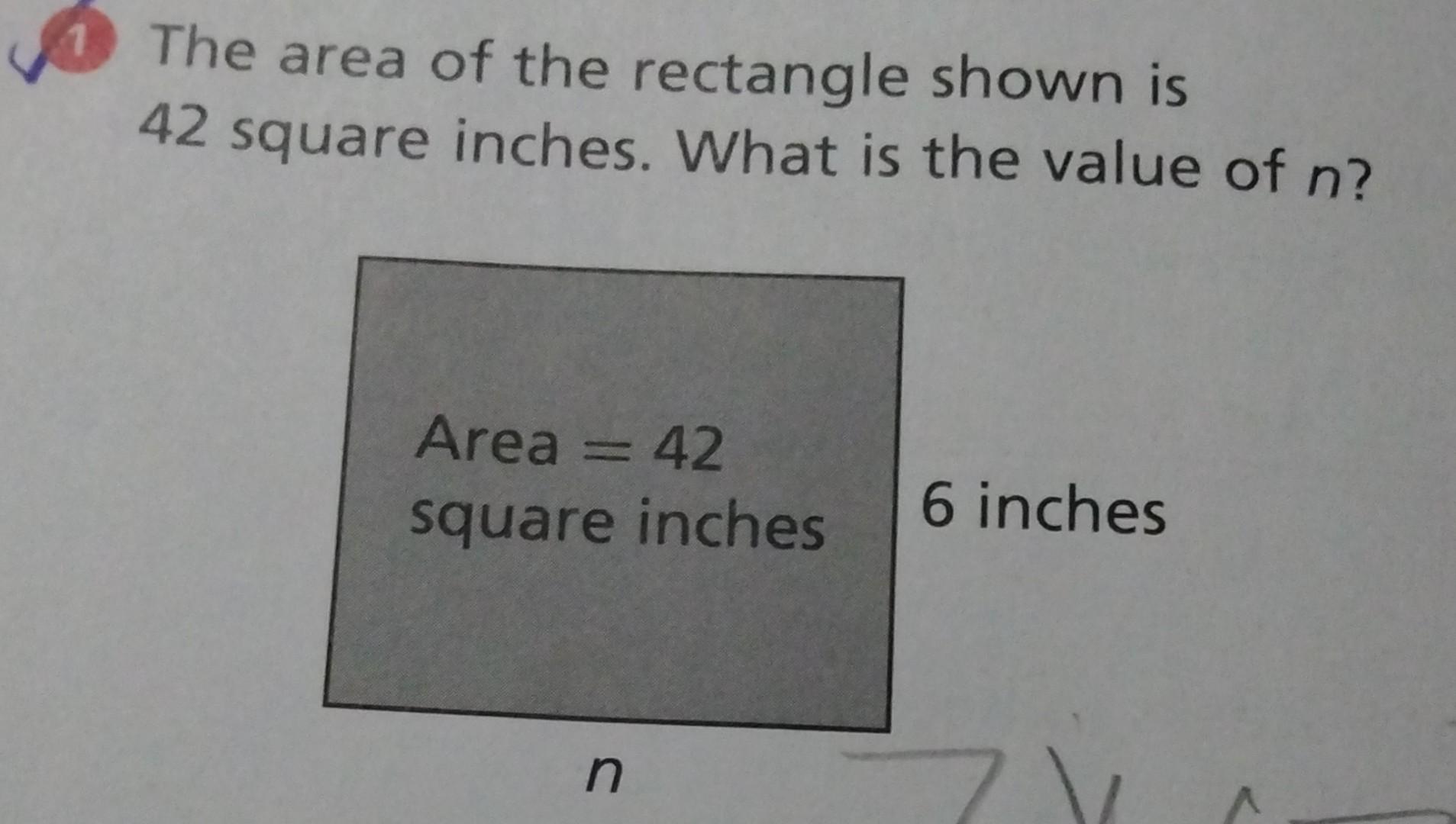 Solved The area of the rectangle shown is 42 square inches. | Chegg.com