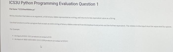 Solved ICS3U Python Programming Evaluation Question 1 File | Chegg.com
