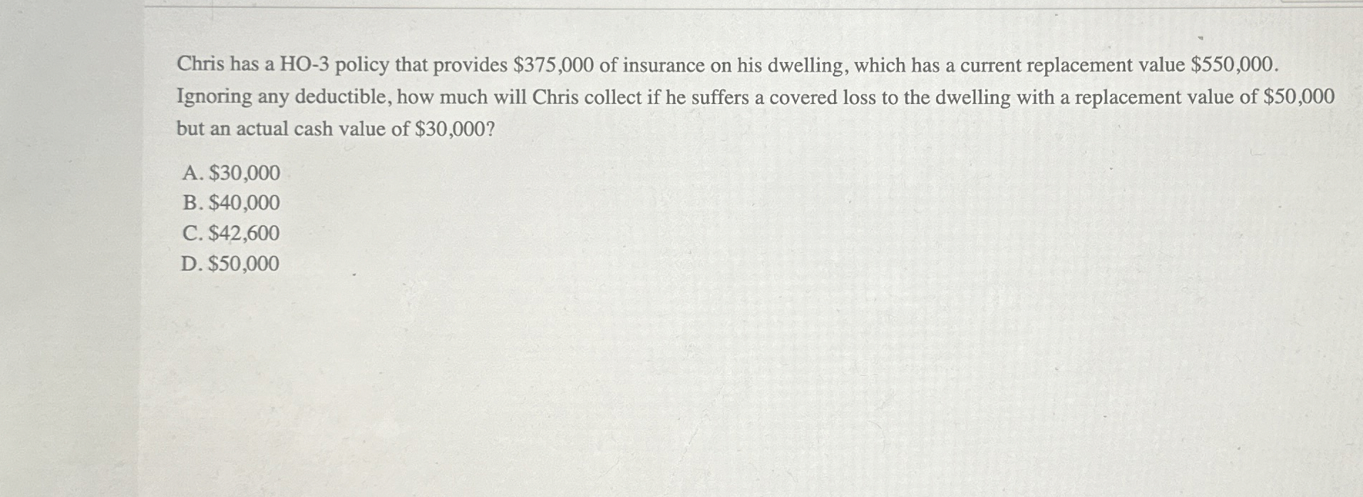 Solved Chris has a HO-3 ﻿policy that provides $375,000 ﻿of | Chegg.com
