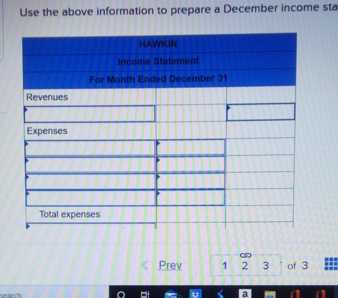 Solved the above information to prepare a December income | Chegg.com