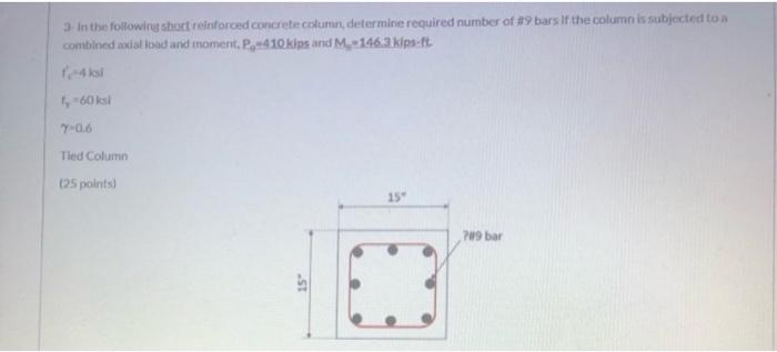 Solved 3- In the following short reinforced concrete column, | Chegg.com