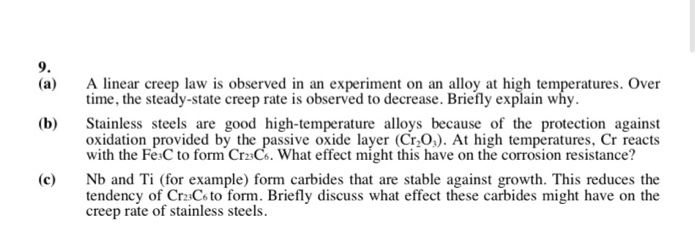 Solved A linear creep law is observed in an experiment on an | Chegg.com
