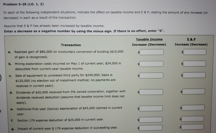 Solved Problem 5-28 (LO. 1, 2) In each of the following | Chegg.com