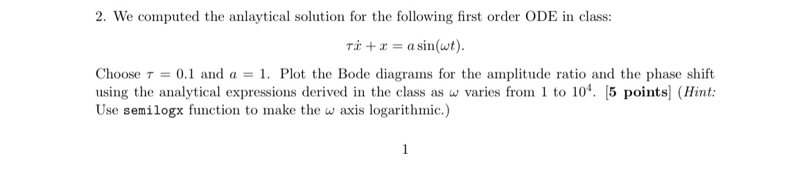 Solved We computed the anlaytical solution for the following | Chegg.com