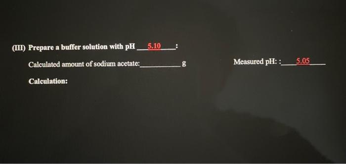 Solved Observations and Calculations (I) A buffer with equal | Chegg.com