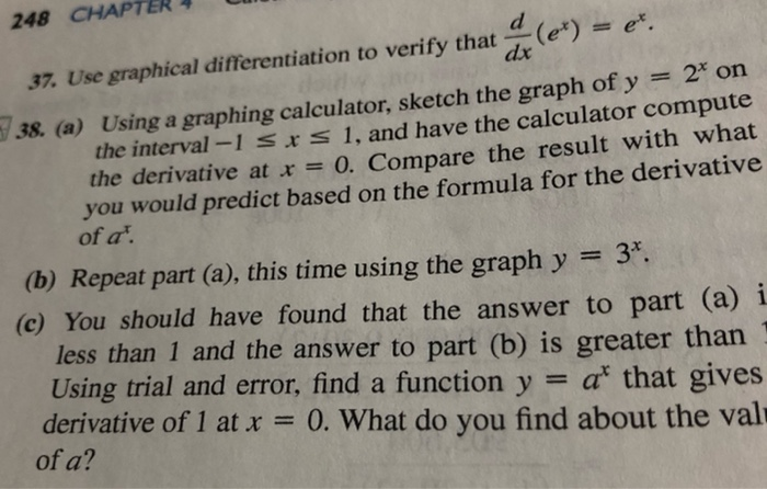 Solved 248 CHAPT 37. Use graphical differentiation to verify | Chegg.com