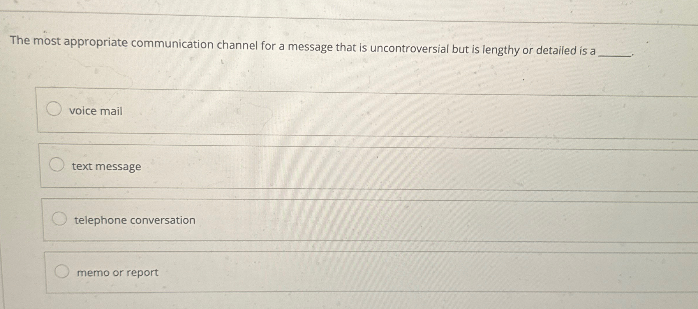 Solved The most appropriate communication channel for a | Chegg.com