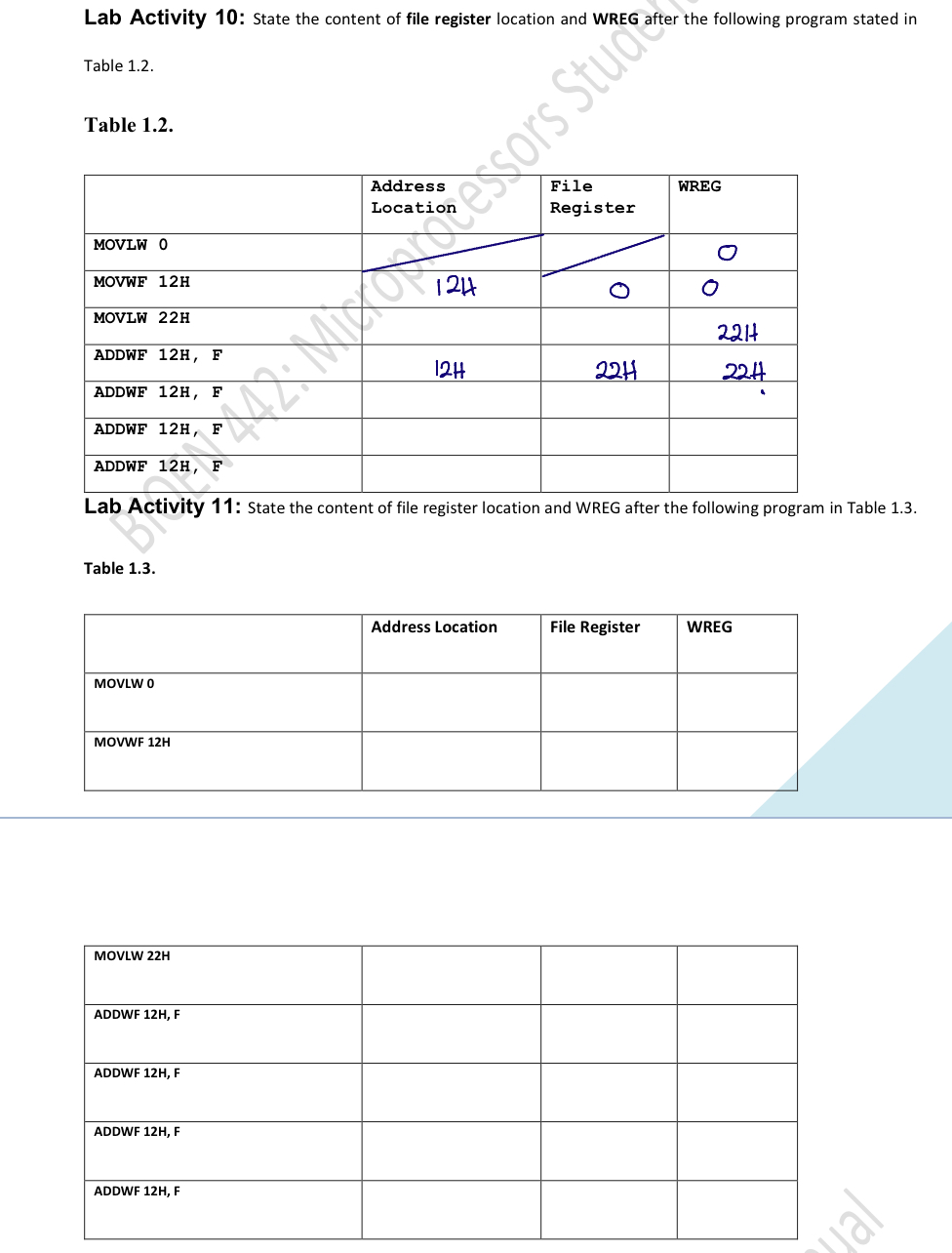 Solved Lab Activity 10: State the content of file register | Chegg.com