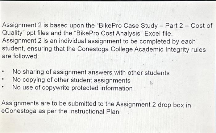 Solved Assignment 2 is based upon the "Bike Pro Case Study - | Chegg.com