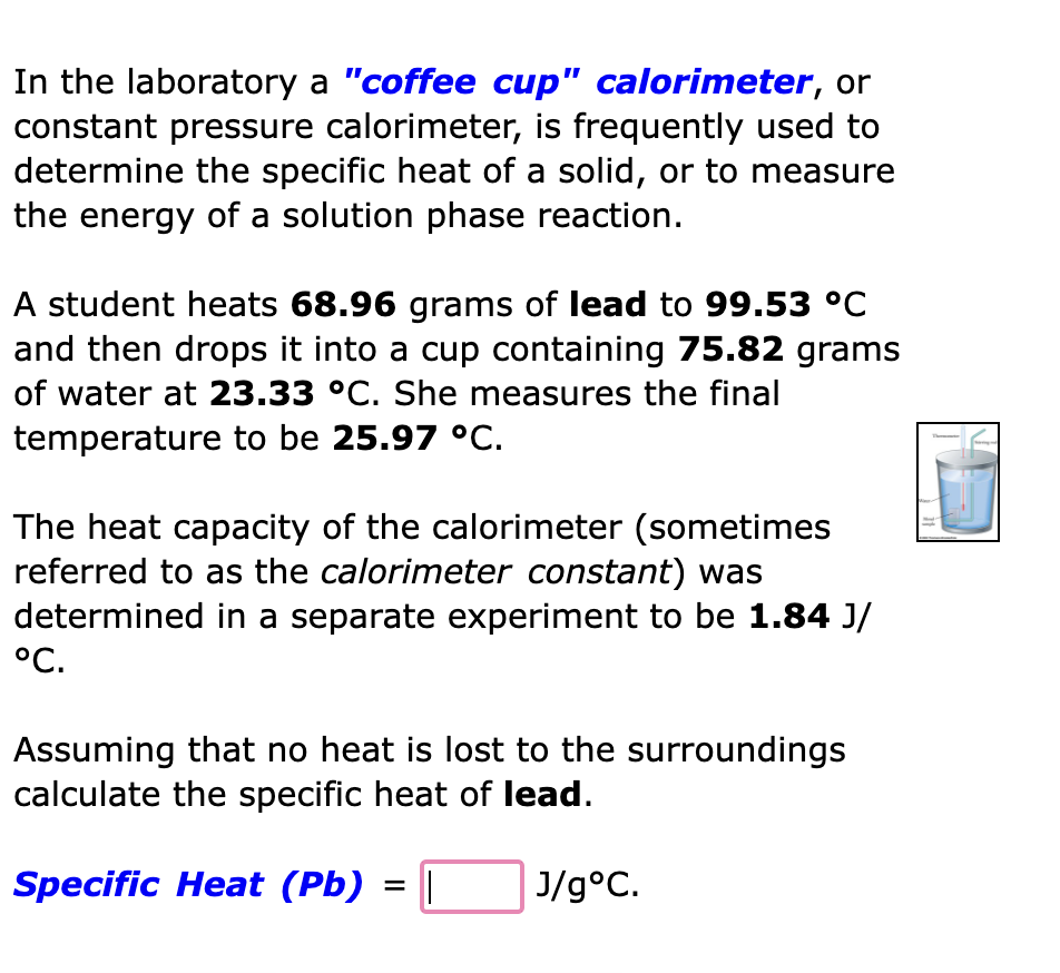 Solved In the laboratory a "coffee cup" calorimeter, | Chegg.com