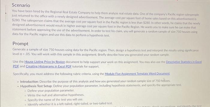 Scenario You have been hired by the Regional Real | Chegg.com