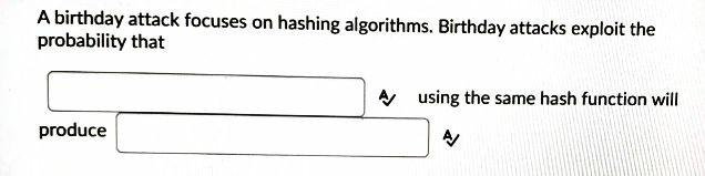 Solved A birthday attack focuses on hashing algorithms. | Chegg.com