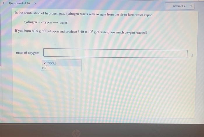 Solved In the combustion of hydrogen gas, hydrogen reacts | Chegg.com