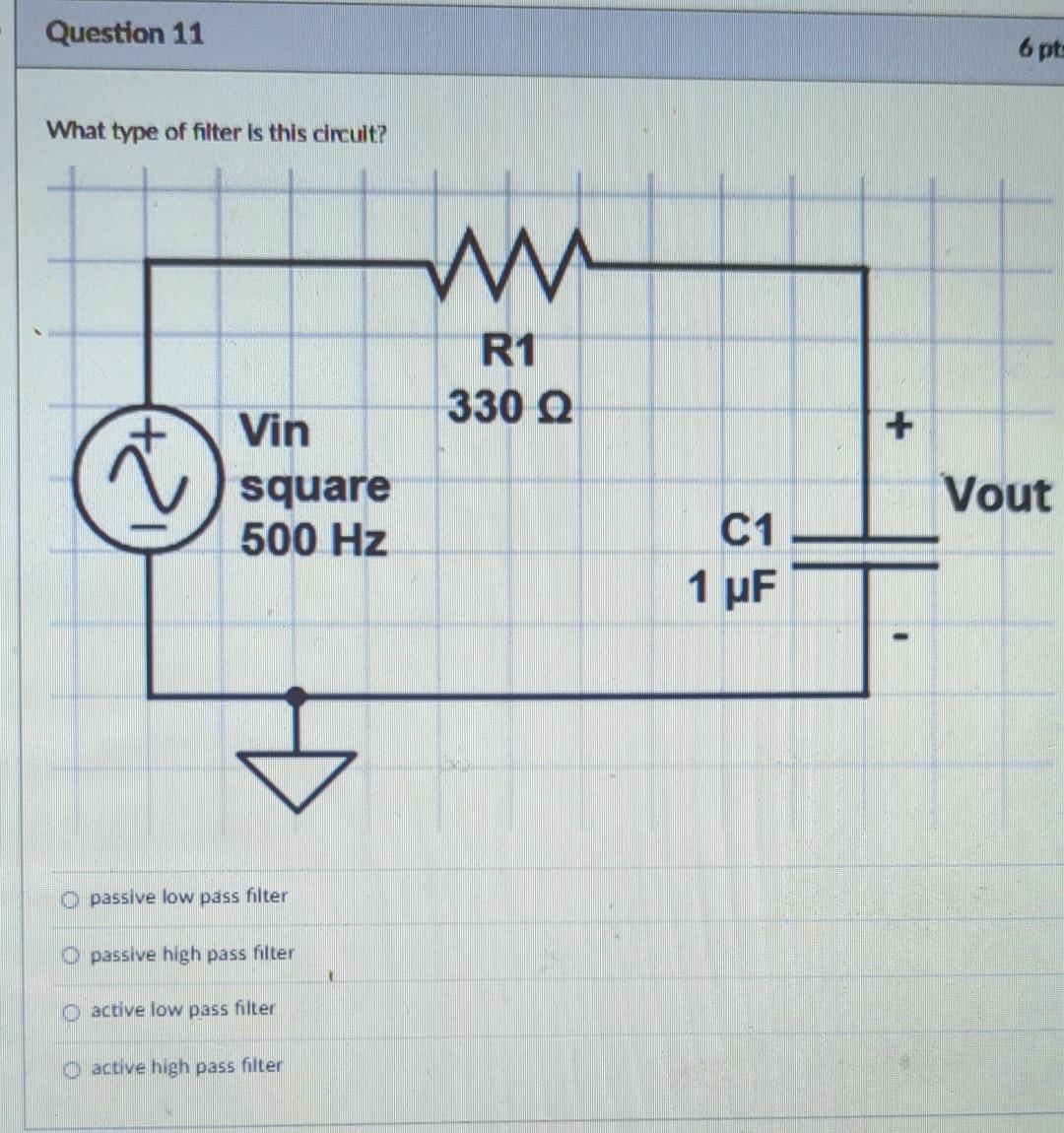 Solved What type of filter is this circuit? passive low pass | Chegg.com
