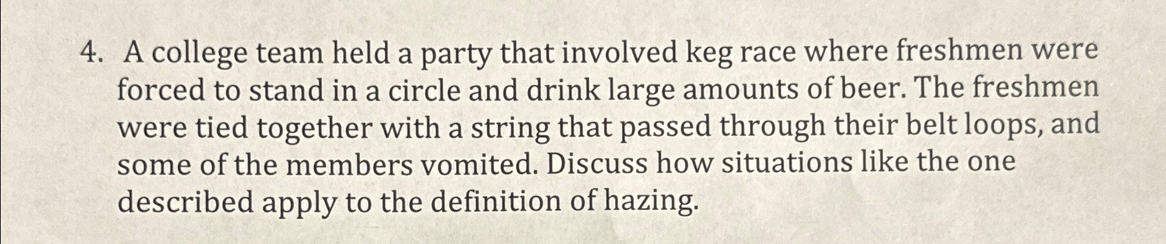 Solved A college team held a party that involved keg race | Chegg.com
