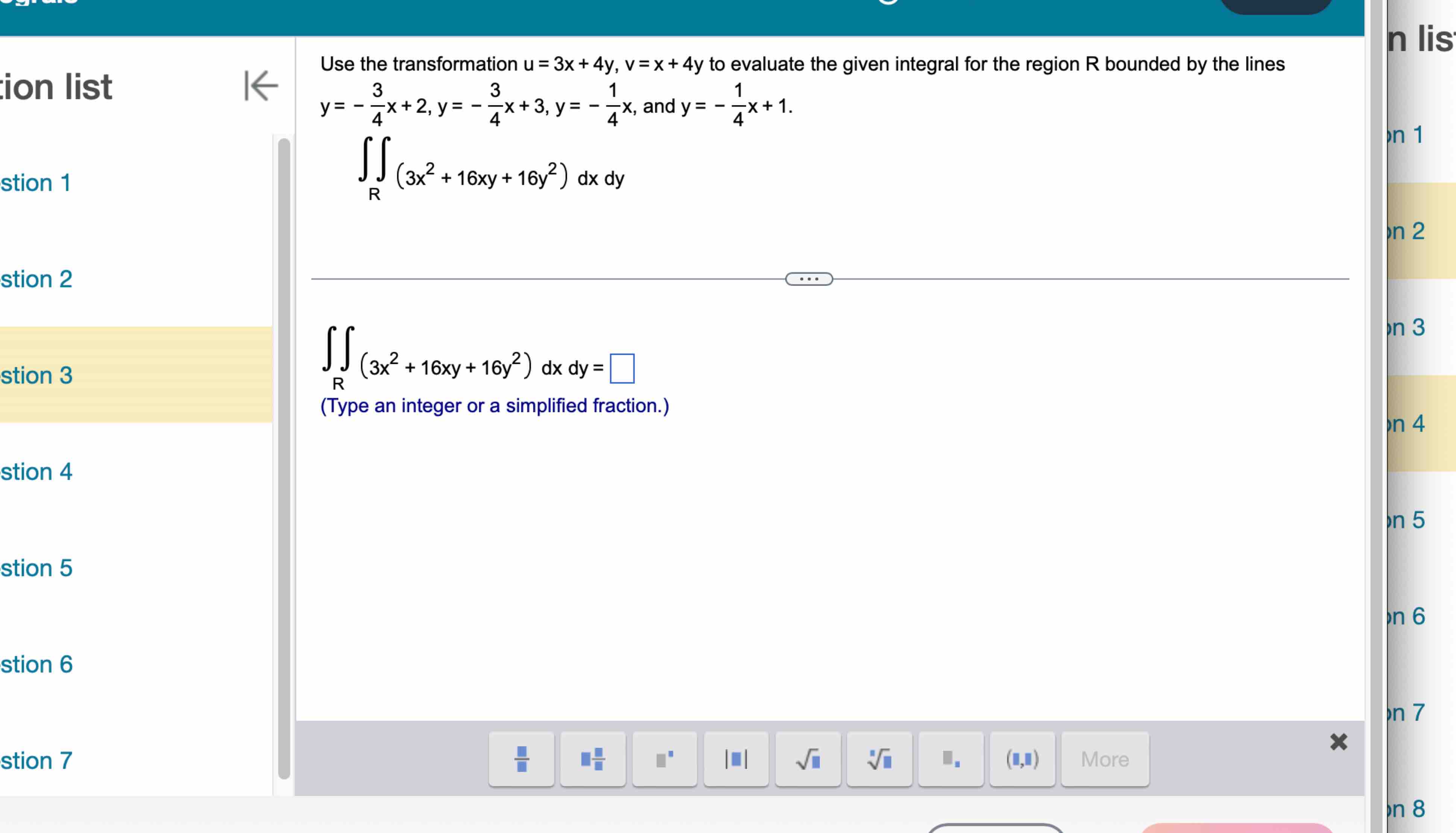 Solved Use the transformation u=3x+4y,v=x+4y ﻿to evaluate | Chegg.com