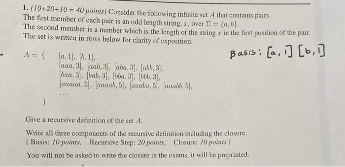 Solved 1. (10+20+10=40 points ) Consider the following | Chegg.com