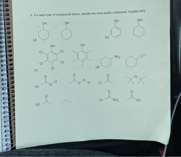 Solved 6. For each pair of compounds below, identify the | Chegg.com