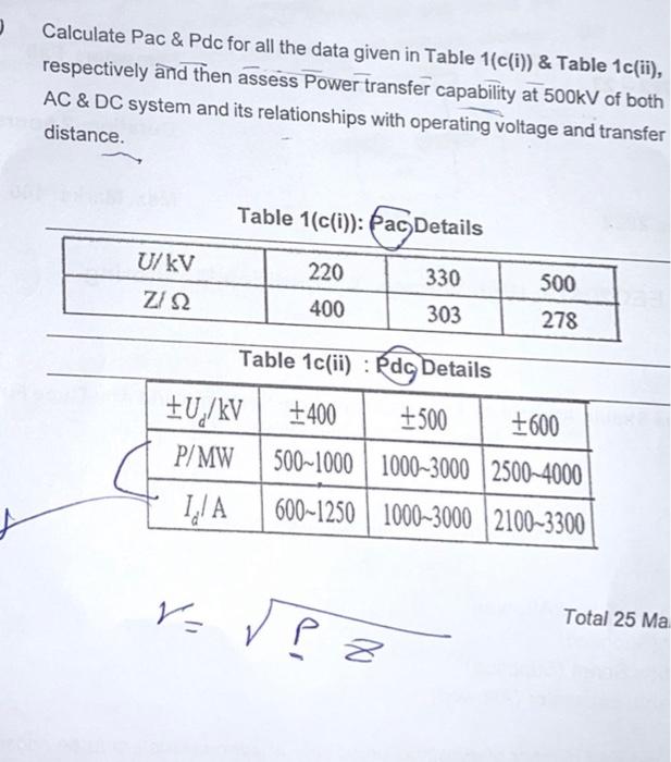 Solved Calculate Pac \& Pdc for all the data given in Table | Chegg.com