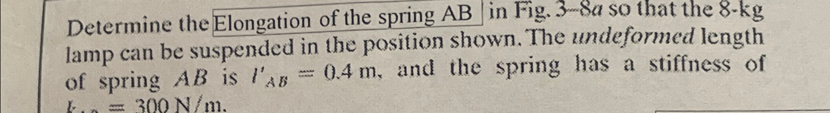 Solved Determine the Elongation of the spring AB in Fig. | Chegg.com
