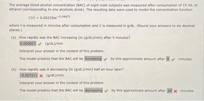 Solved The average blood alcohol concentration (BAC) of | Chegg.com