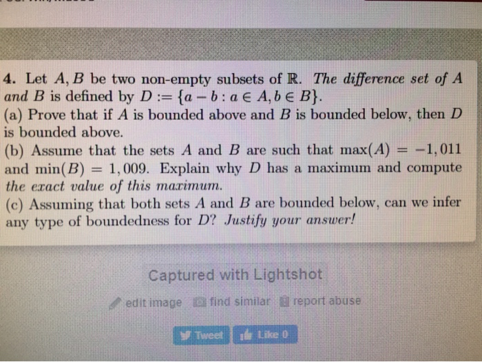 Solved 4. Let A, B be two non-empty subsets of R. The | Chegg.com