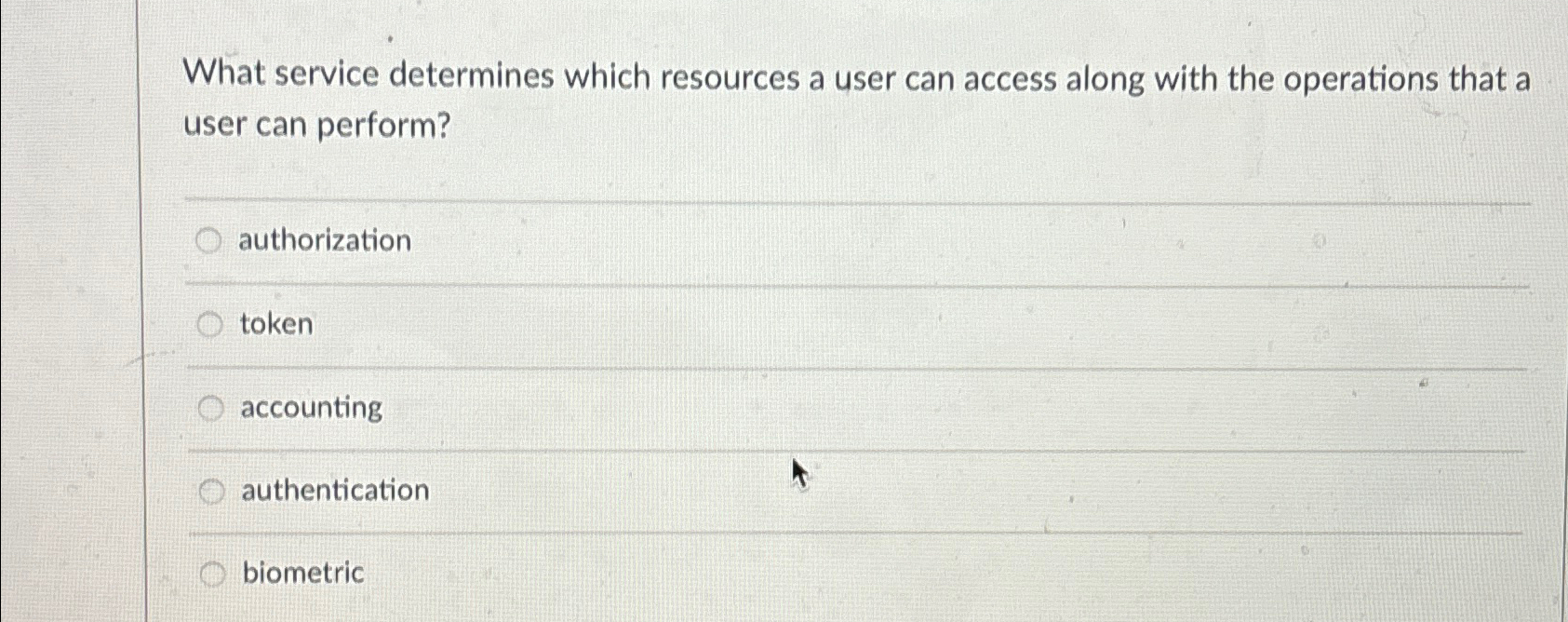 What service determines which resources a user can | Chegg.com