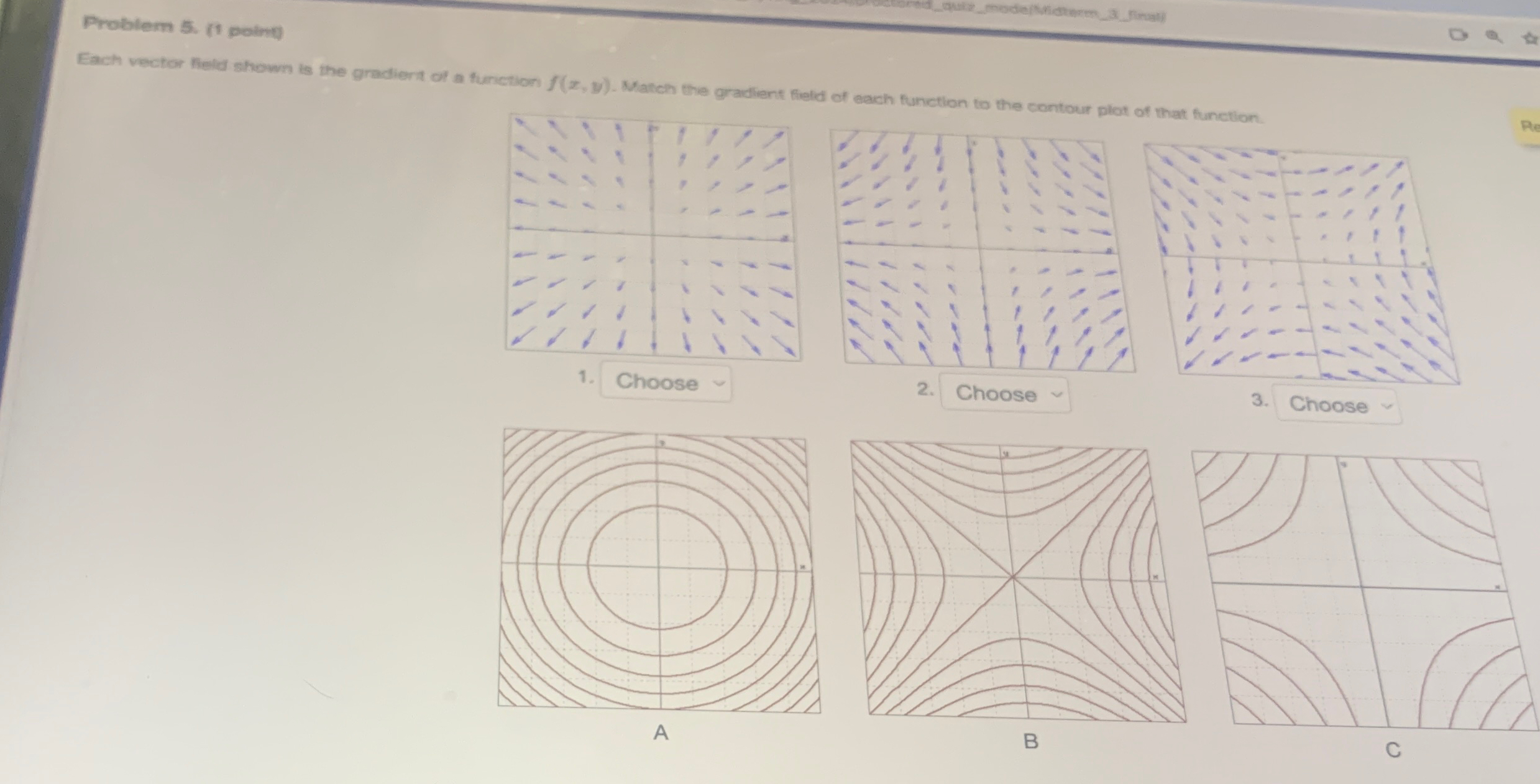 Solved Problem s. (1 ﻿poine)Each vector field shown is the | Chegg.com