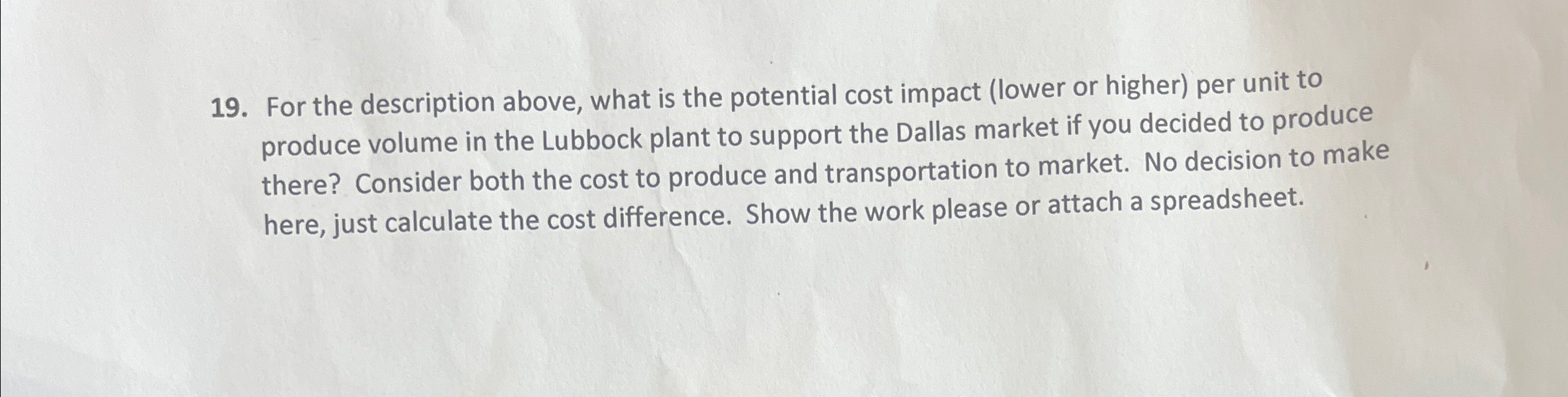 Solved For the description above, what is the potential cost | Chegg.com